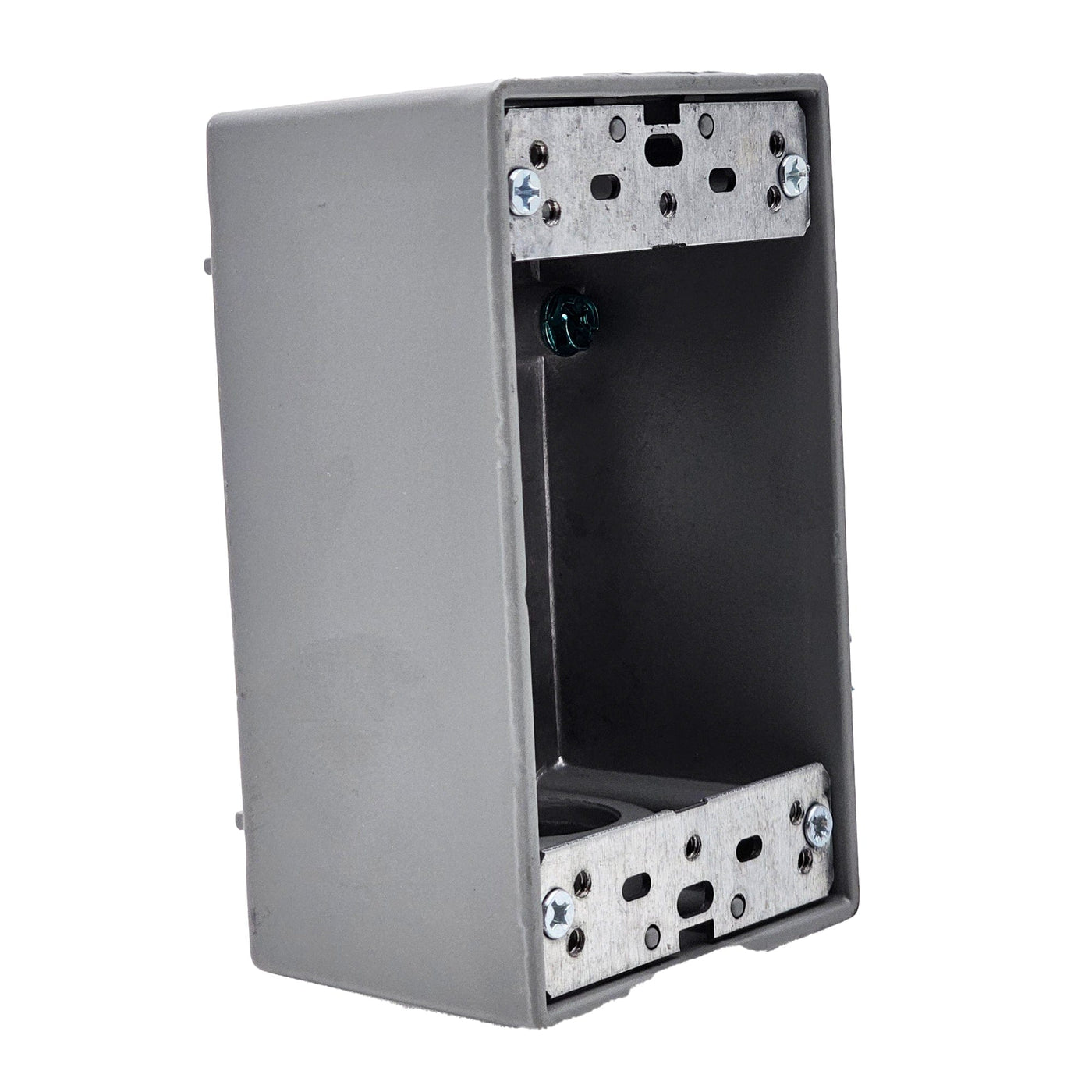1 Gang weatherproof Grey box with (3) 3/4" threaded outlets ...