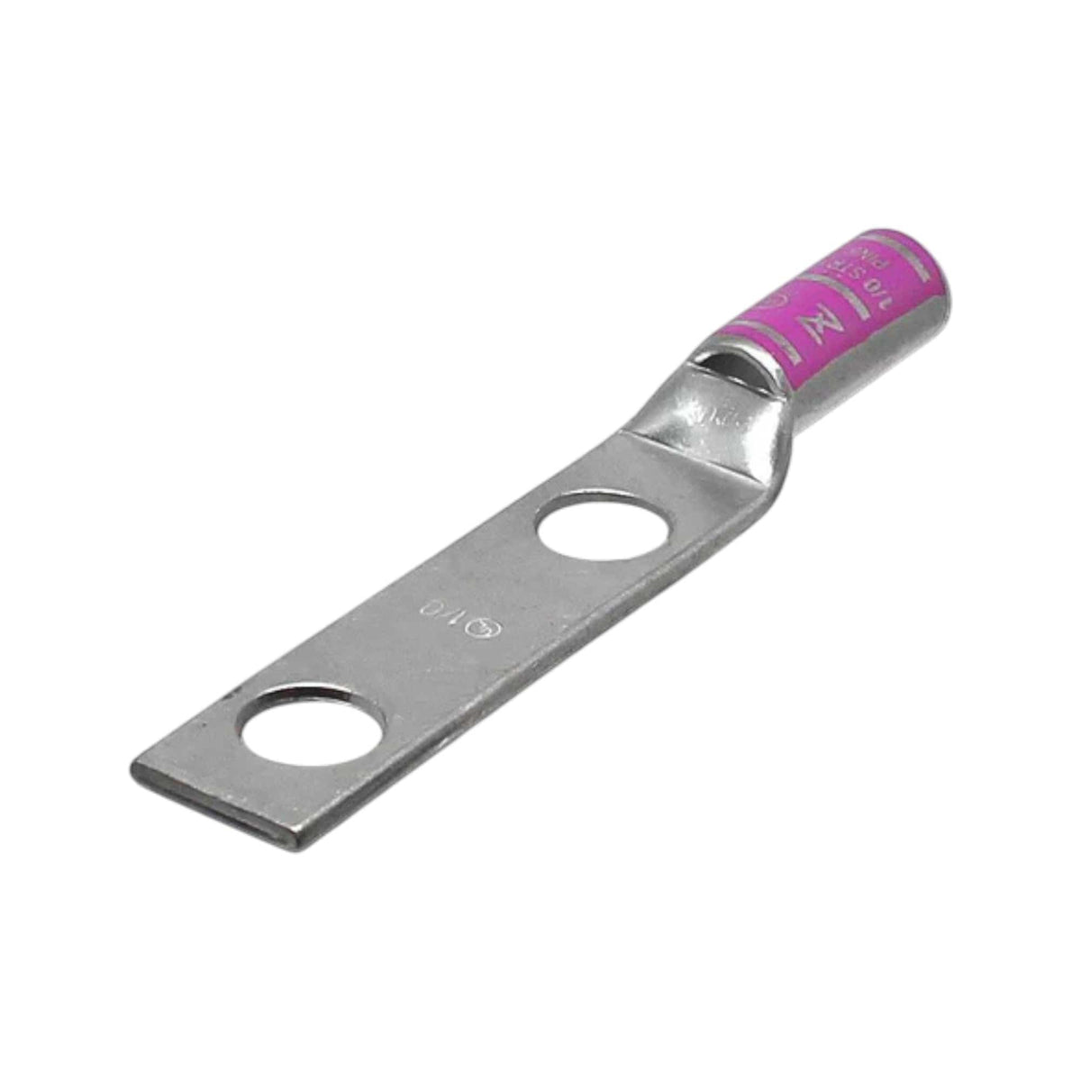 Copper Long Barrel Two Hole Compression Lugs 1/0 AWG 3/8-inch Bolt Siz ...