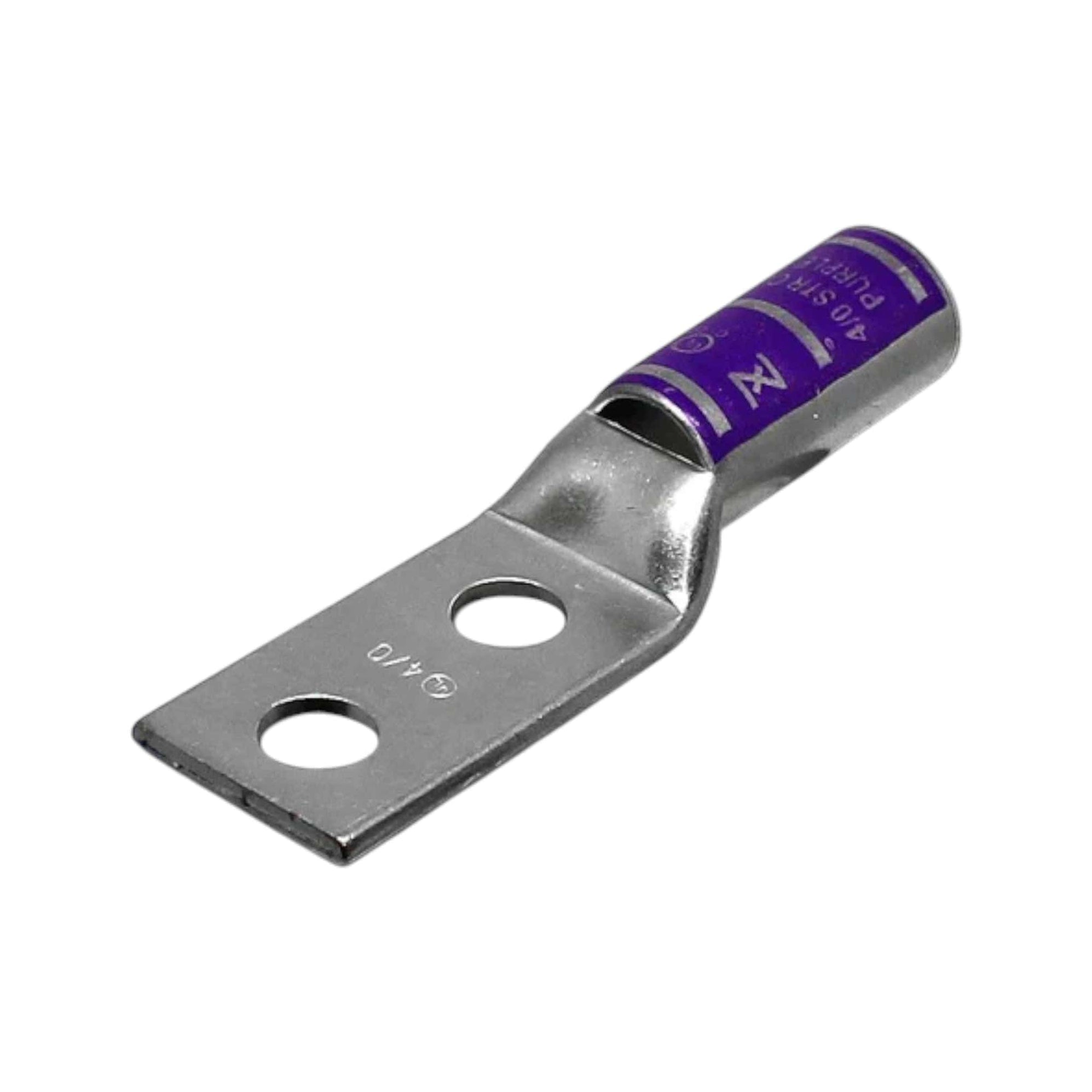 Copper Long Barrel Two Hole Compression Lugs 4/0 AWG 1/4-inch Bolt Siz ...